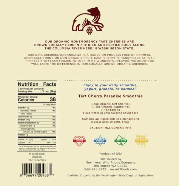 Fresh Frozen Organic Tart Cherries